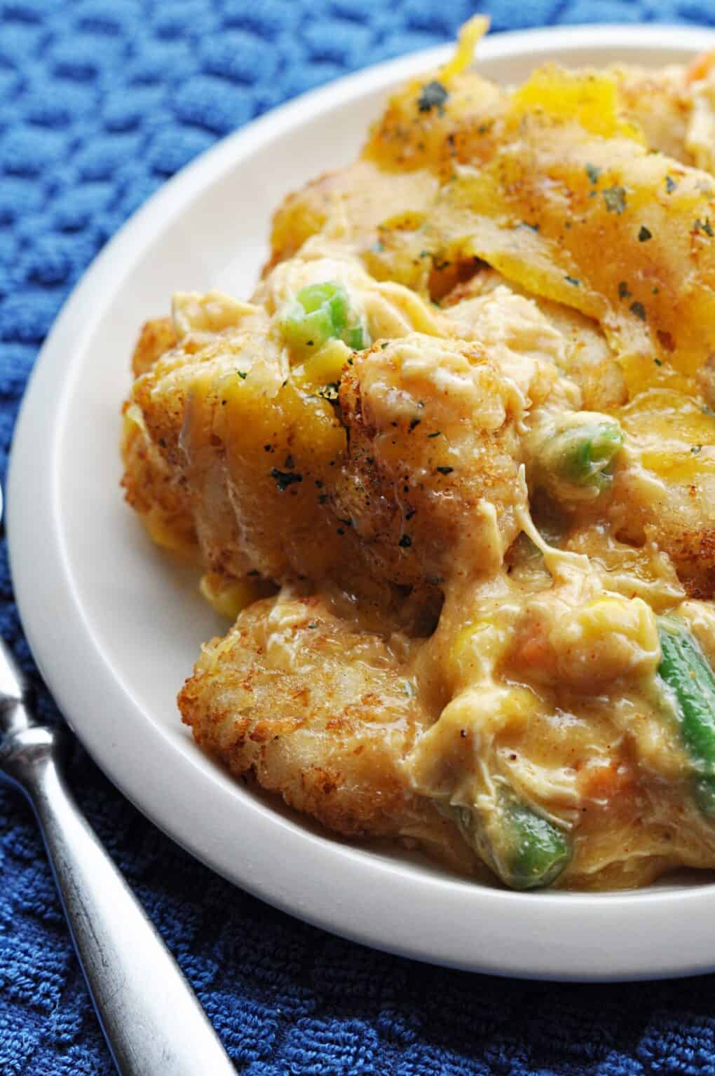 Chicken Tater Tot Casserole (Easy & Cheesy) - Savory With Soul